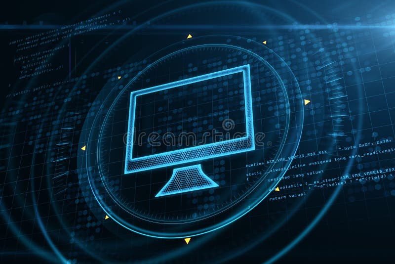 Abstract Glowing Computer Hologram Interface on Blurry Background ...