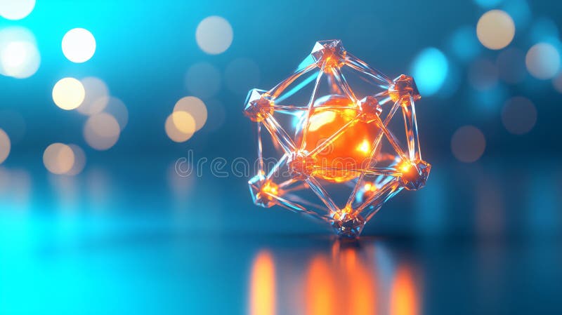 Abstract Glowing Crystal Sphere Network Structure High Quality Image ...
