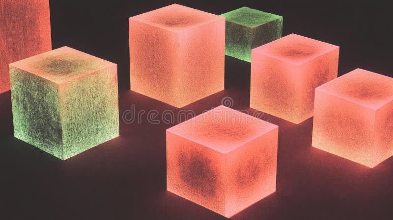 Glowing Cubes Abstract 3D Render: Modern Geometric Shapes Stock ...