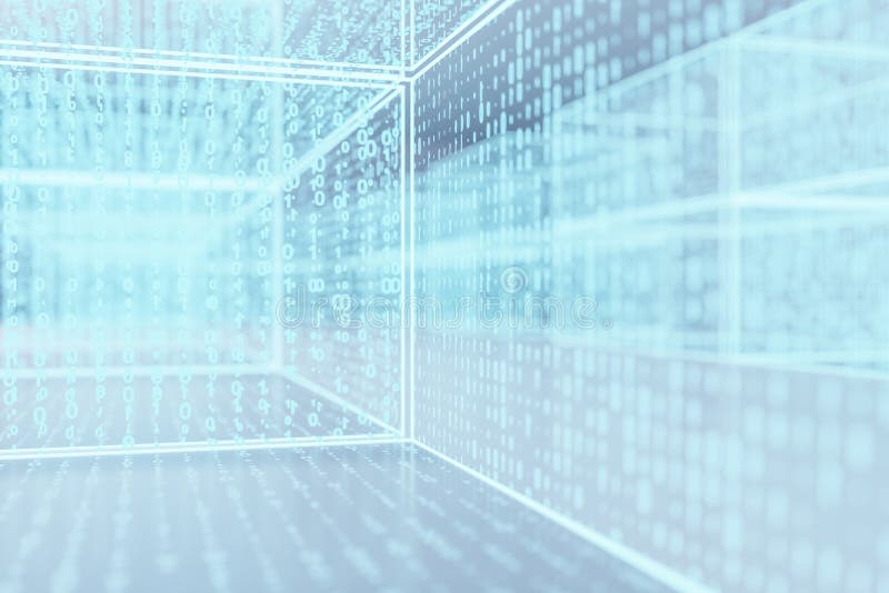Abstract Glowing Cyber Binary Code Room. Technology and Matrix Concept ... Abstract Glowing Cyber Binary Code Room. Technology and Matrix Concept ...