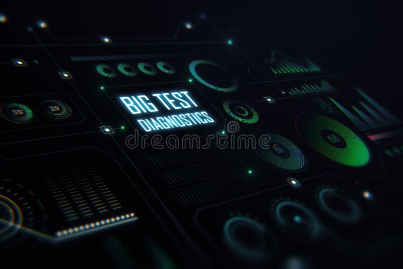 Abstract Glowing Dark Digital Business Interface with Various Icons ...