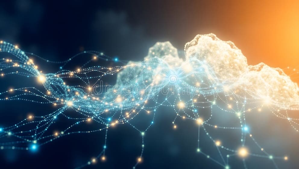 Abstract Glowing Data Cloud Network in the Sky Symbolizing Unified ...