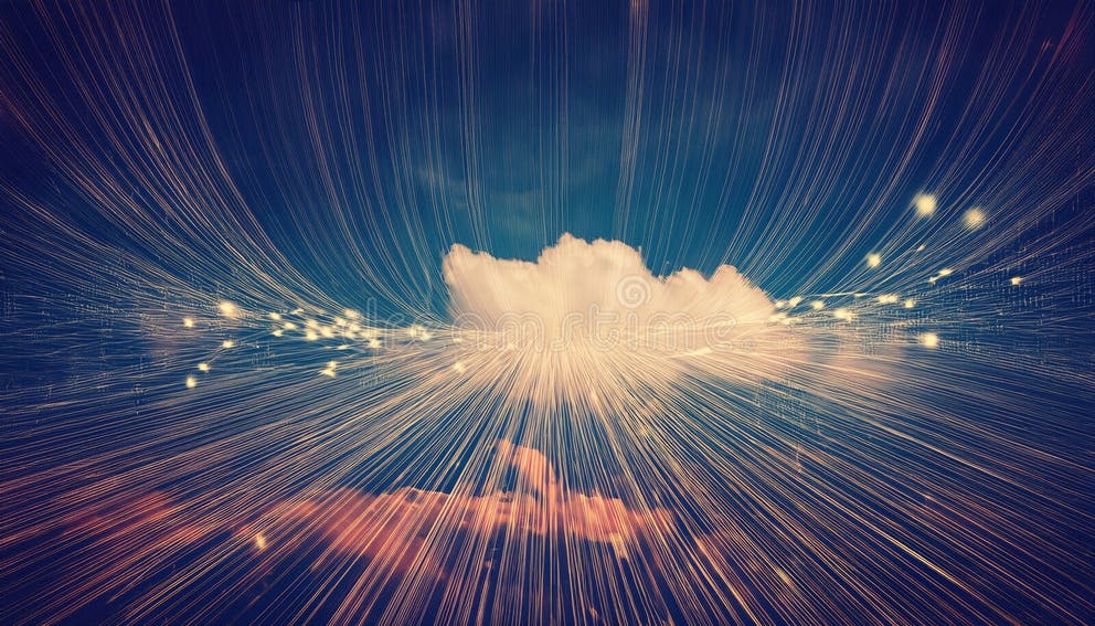 Abstract Glowing Data Cloud Network in the Sky Symbolizing Unified ...