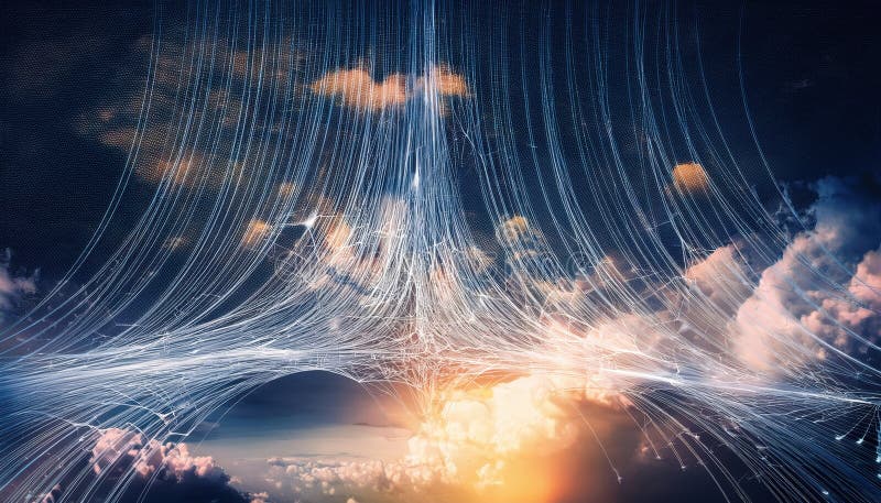 Abstract Glowing Data Cloud Network in the Sky Symbolizing Unified ...