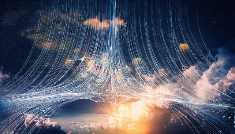 Abstract Glowing Data Cloud Network in the Sky Symbolizing Unified ...