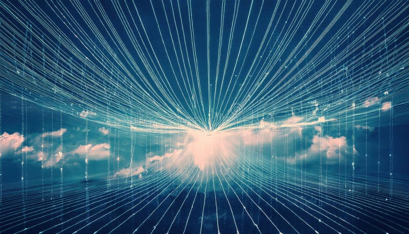 Abstract Glowing Data Cloud Network in the Sky Symbolizing Unified ...