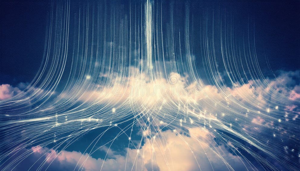 Abstract Glowing Data Cloud Network in the Sky Symbolizing Unified ...
