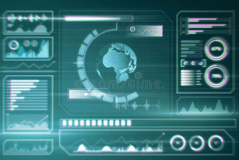 Abstract Digital Business Screen Interface Wallpaper with Globe and ...