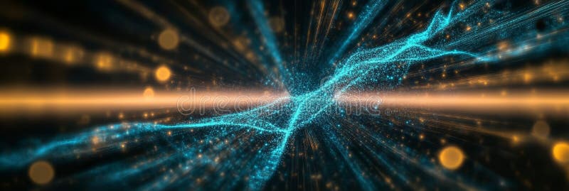 Abstract Glowing Digital Data Flow with Motion Blur on a Black ...