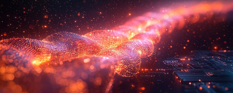 Abstract Glowing Digital DNA Double Helix Structure Stock Photo - Image ...