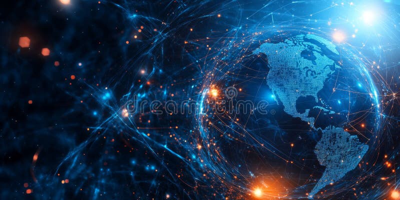 An Abstract Glowing Digital Globe Representing Global Communication and ...