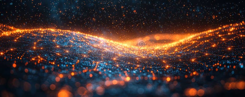 Abstract Glowing Digital Network with Dynamic Light Effects Stock Photo ...