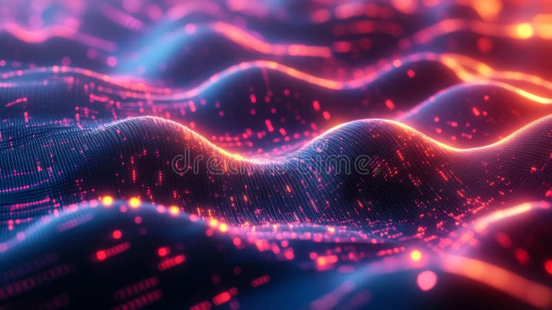 Abstract Glowing Digital Wave Pattern Data Visualization Stock ...