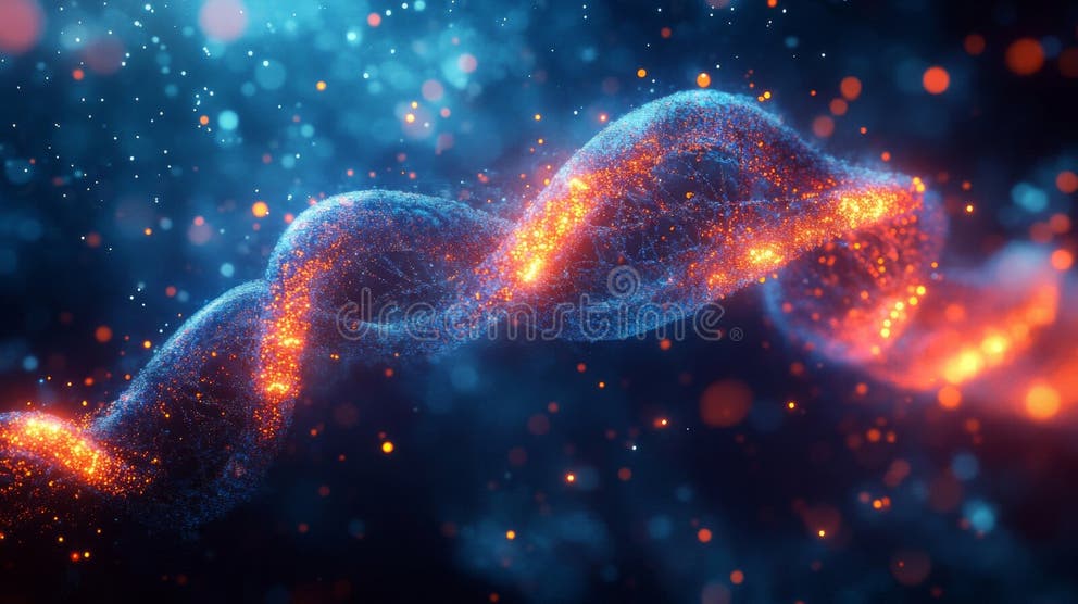 Abstract Glowing DNA Helix Particle Representation Stock Illustration ...
