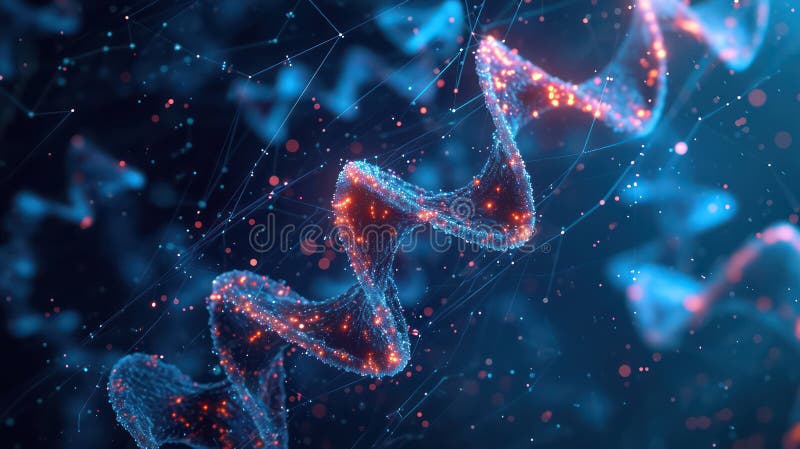 Abstract Glowing DNA Molecular Tech Background. Generative AI Stock ...