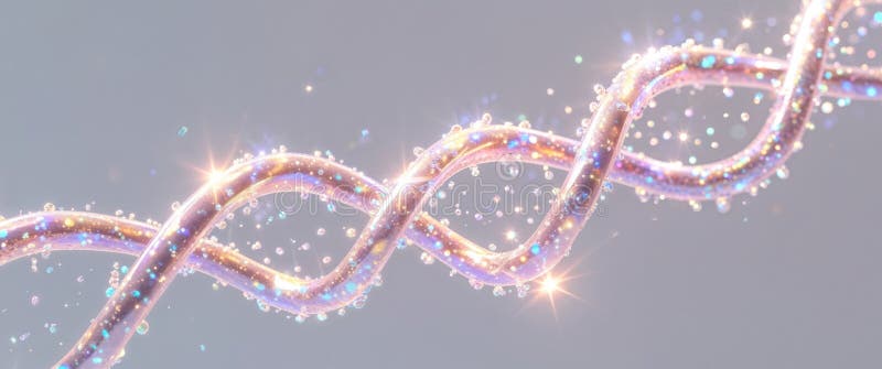 Abstract Glowing Double Helix Strand Shimmering Particles Stock Photos ...