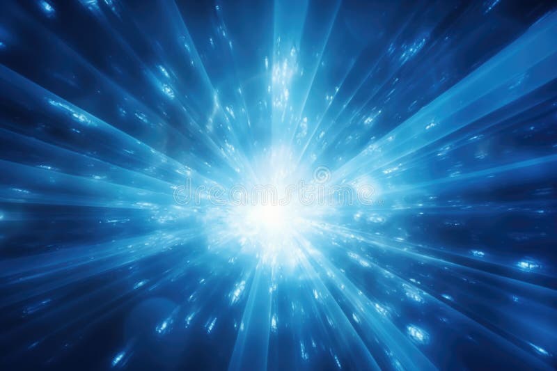 Abstract Glowing Effect of Blue Light with Sparkling Rays and White ...