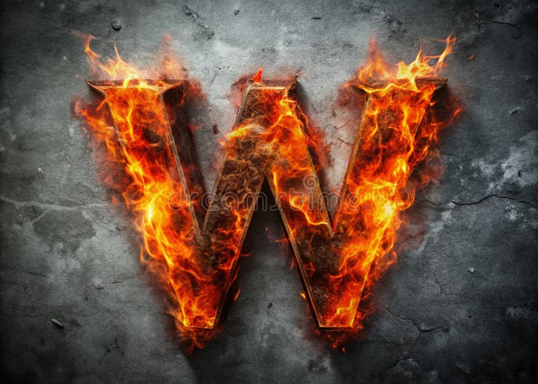 Abstract Glowing Ember Letter W Design on a Subtle Gray Background a ...