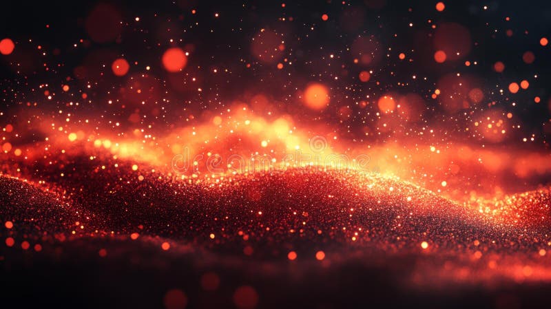Abstract Glowing Embers Over a Dark Background with a Shimmering ...