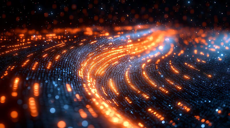 Abstract Glowing Energy Flow, Dark Space, Digital Art, Futuristic ...