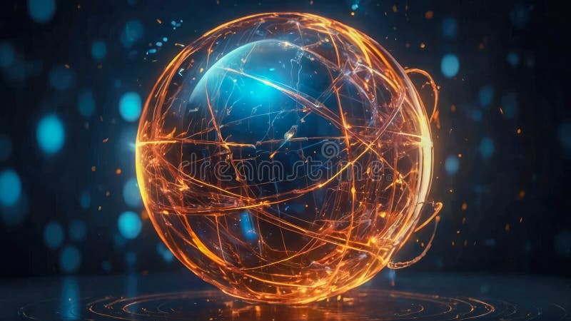 Abstract Glowing Energy Magic Bright High Tech Sphere Ball Circle in ...