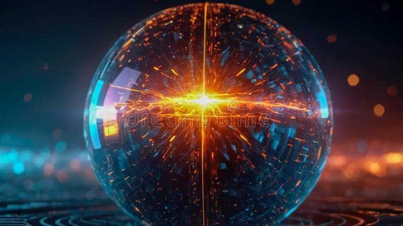 Abstract Glowing Energy Magic Bright High Tech Sphere Ball Circle in ...