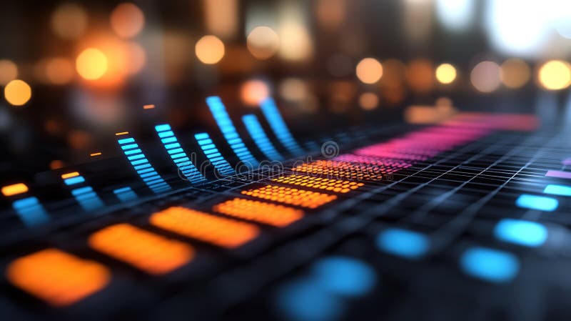 Abstract Glowing Equalizer Display with Vibrant Color Bars in a Dark ...