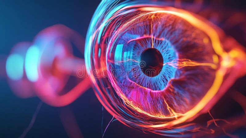 Abstract Glowing Eye Digital Art with Vibrant Neon Colors Stock ...