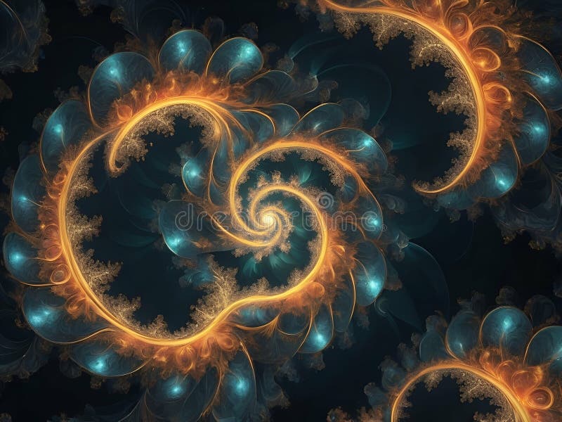 Abstract Glowing Fantasy Fractal Concentric Abstract Circle Wave Flower ...