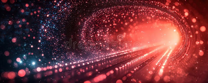 Abstract Glowing Fiber Optic Cables with Red and Blue Light Effects ...