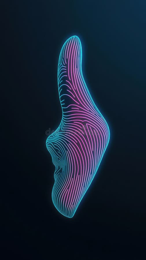 Abstract Glowing Figure. Neon Lines Form Shape. Cyan and Pink Gradient ...