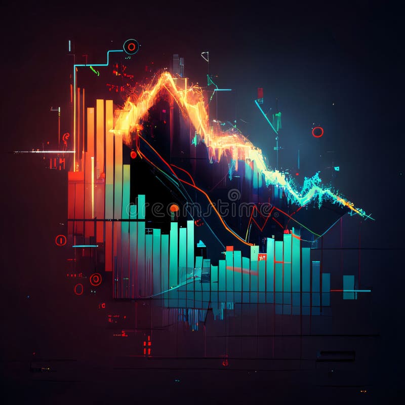 Abstract Glowing Forex Chart on Dark Background. 3D Rendering Stock ...