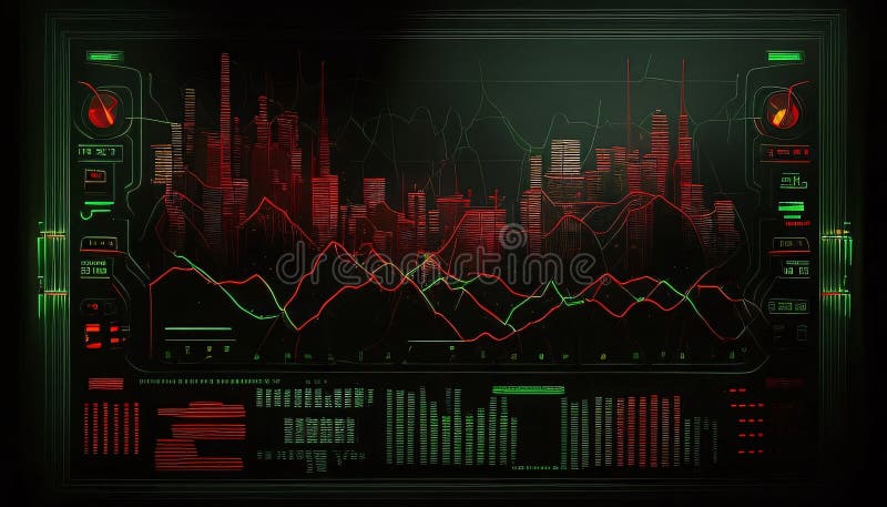 Abstract Glowing Forex Chart Interface on Dark Background. 3D Rendering ...