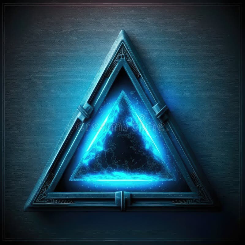 Abstract of Glowing Futuristic Triangle Frame Illuminated with Neon ...