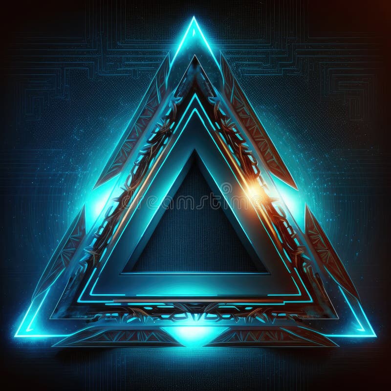 Abstract of Glowing Futuristic Triangle Frame Illuminated with Neon ...