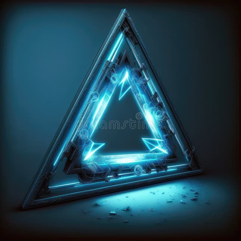 Abstract of Glowing Futuristic Triangle Frame Illuminated with Neon ...