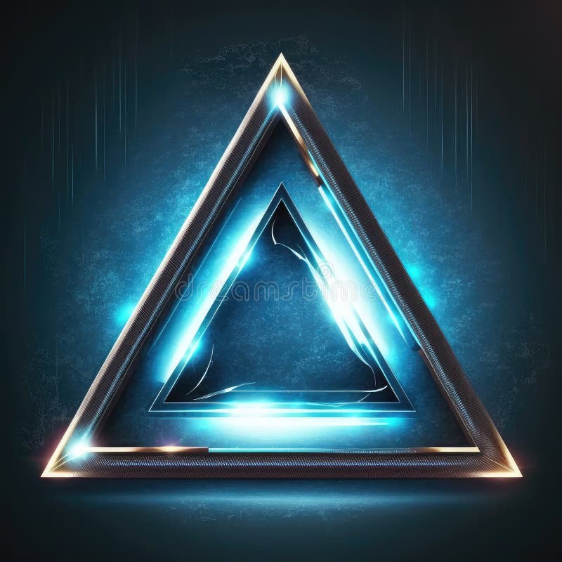 Abstract of Glowing Futuristic Triangle Frame Illuminated with Neon ...