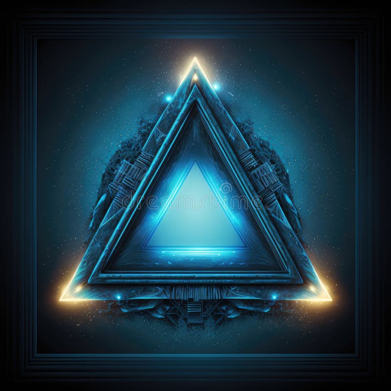 Abstract of Glowing Futuristic Triangle Frame Illuminated with Neon ...