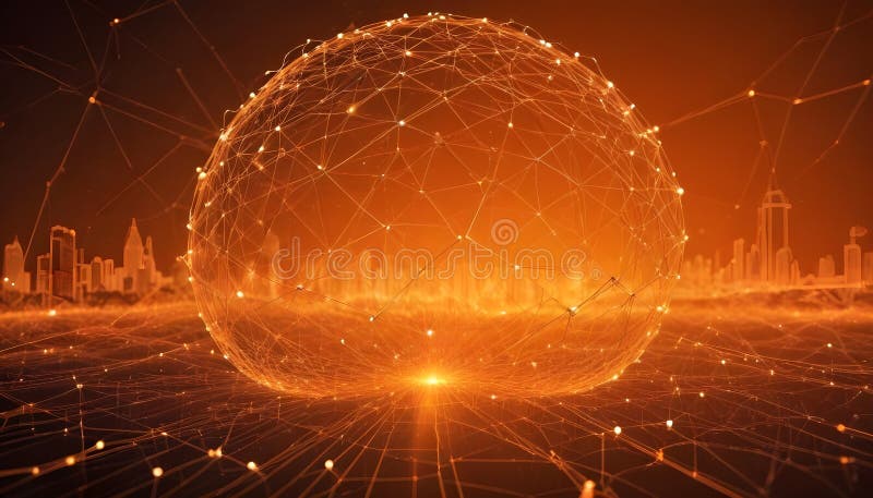 An Abstract, Glowing, Geometric Sphere at Its Center, Surrounded by a ...