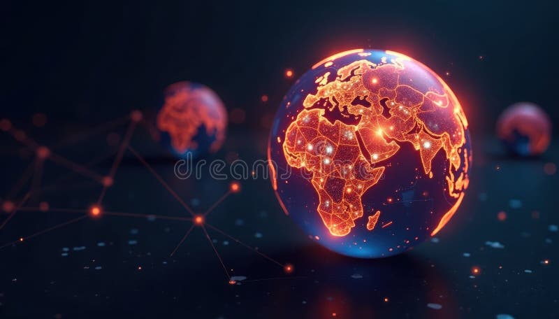 Abstract Glowing Globe with Interconnected Nodes, Network Topology ...