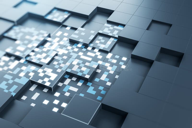 Abstract Glowing Gray Square Wallpaper. Technology and Design Concept ...