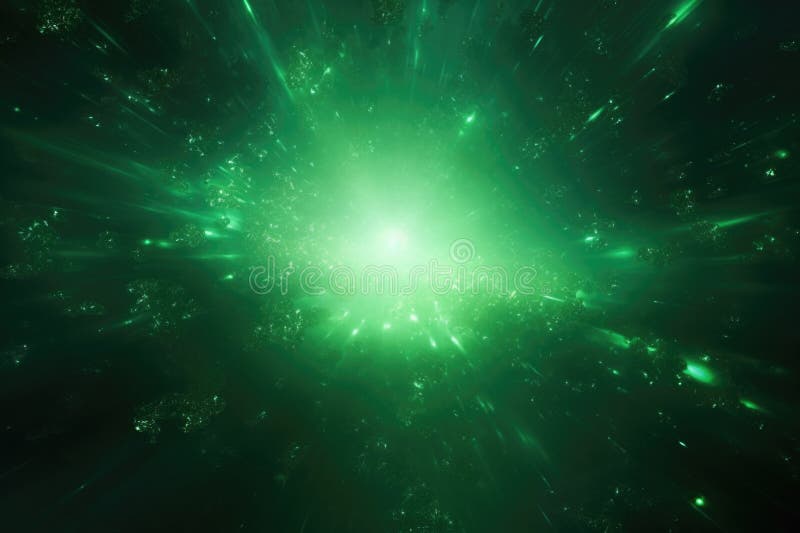 Abstract Glowing Green Light Effect with Sparkling Rays Stock ...
