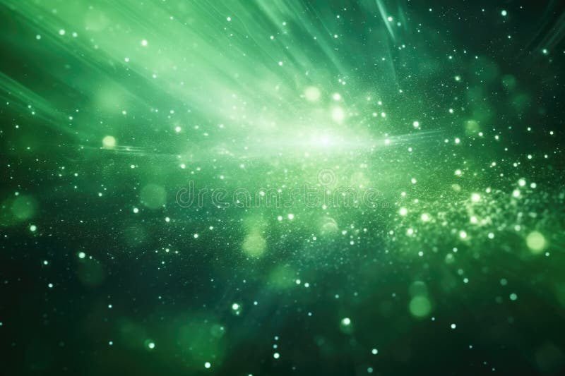Abstract Glowing Green Light Effect with Sparkling Rays Stock ...