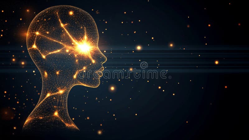 Abstract Glowing Head Artificial Intelligence, Consciousness, Digital ...