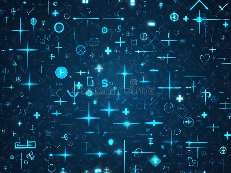 Abstract Glowing Healthcare Medical Pattern. Blue Mathematical Plus ...