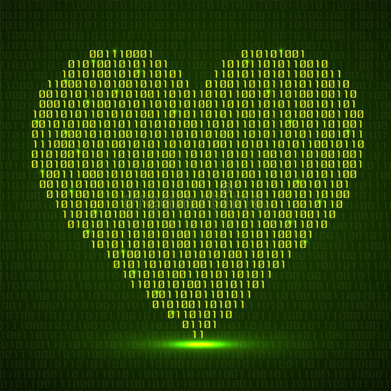 Abstract Glowing Heart of Binary Code. Digital Love Stock Illustration ...