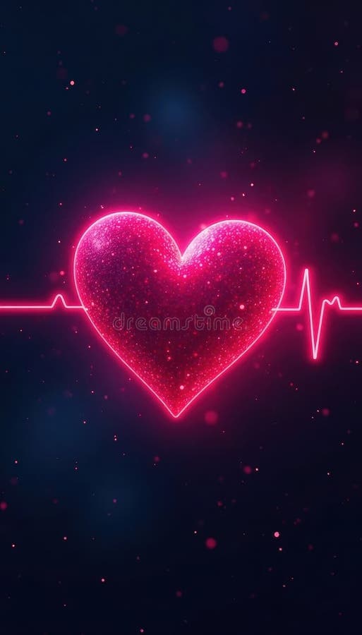 Abstract Glowing Heart Pulse, Digital Backdrop, Connection, Motion ...