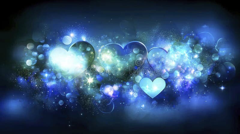 Abstract Glowing Hearts Background in Blue Stock Illustration ...