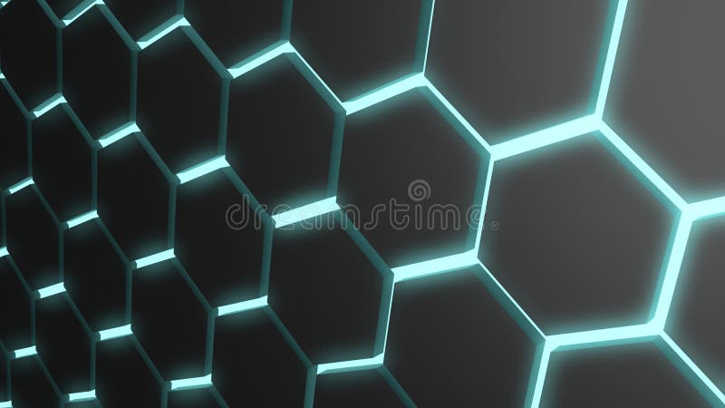 Abstract Glowing Hexagon Pattern Futuristic Technology Blue Stock ...