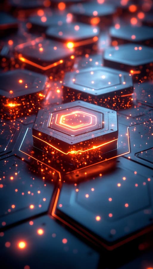 Abstract Glowing Hexagonal Pattern Futuristic Technology Background ...